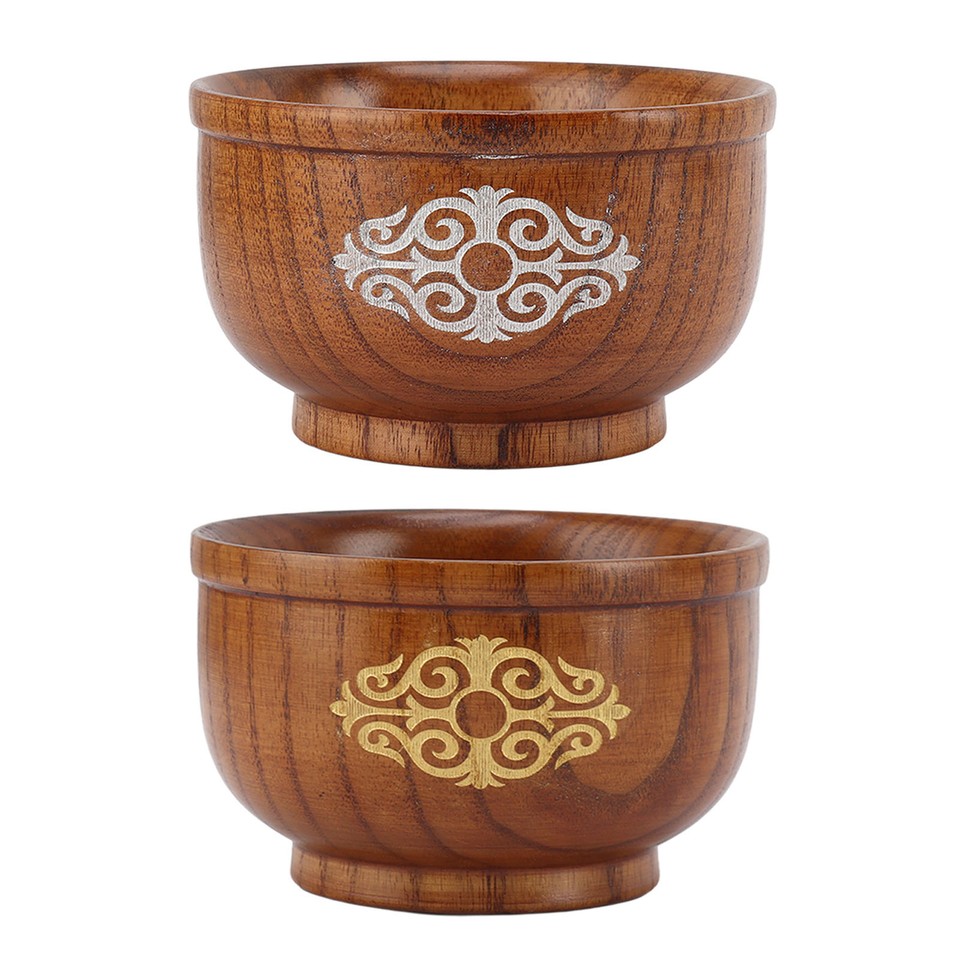 Wooden Rice Bowl Jujube Wood Anti Scald Exquisite Elegant Round Wooden ...