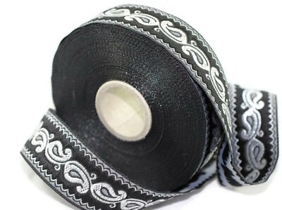 10 yrd &10 m white Authentic Border ribbon trim woven sewing craft ...