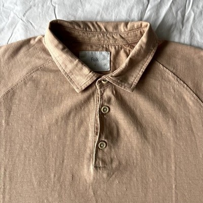 Mens Folk Polo Shirt Size XL / 5 in Beige Peach Short Sleeve Collared ...