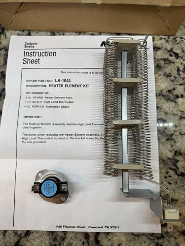 LA-1044 DRYER HEATER HEATING ELEMENT And Thermostat Whirlpool MAYTAG ...