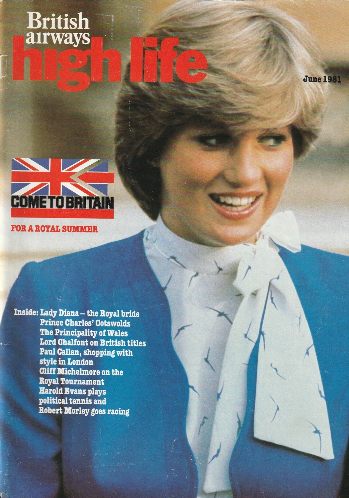 British Airways High Life Magazine June 1981 Lady Diana Prince Charles ...
