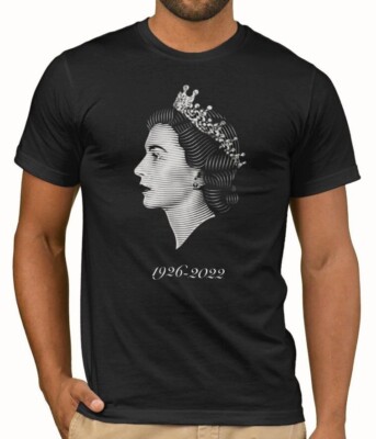 Queen Elizabeth II Black T-Shirt | RIP 1926-2022 Jubilee Top Unisex ...