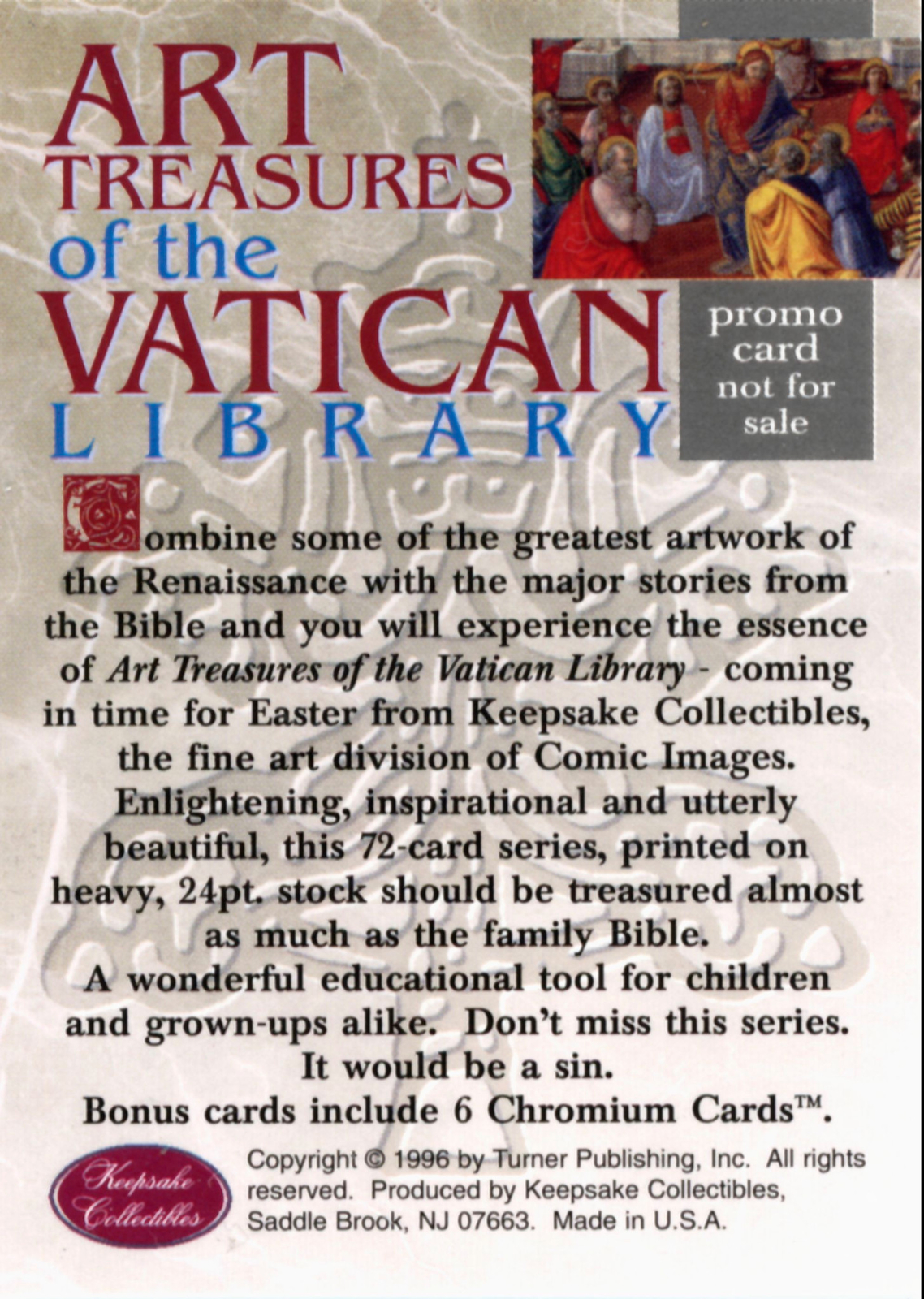 Art Treasures of the Vatican Library Dealer Promo Card | eBay