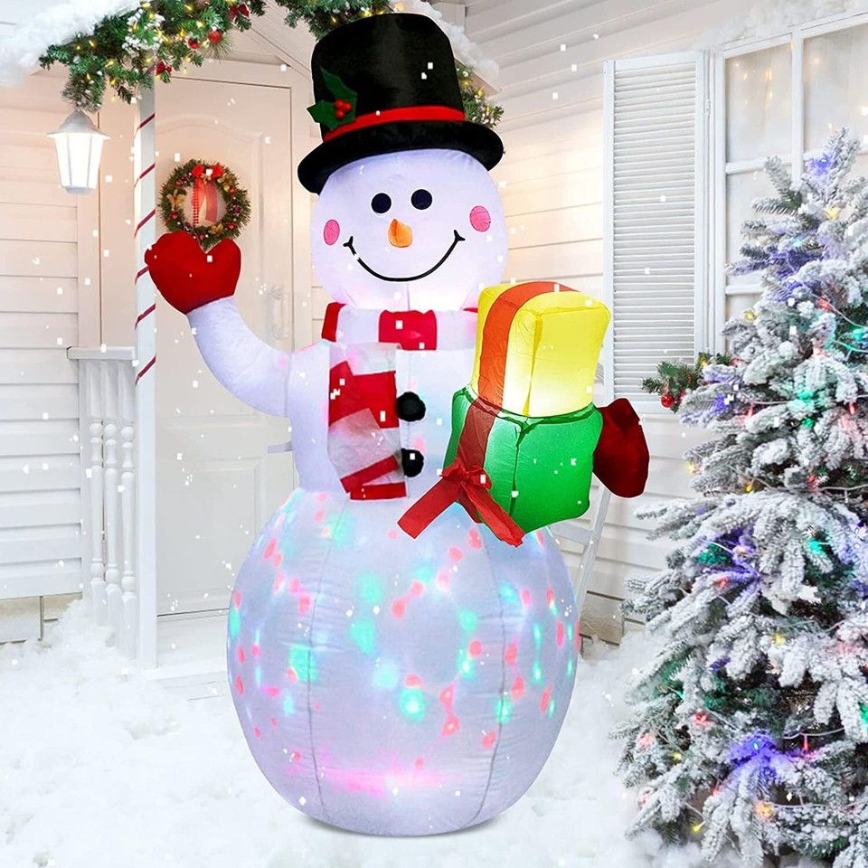 5ft Christmas Inflatables Snowman Outdoor Yard Rotating LED Blow Up ...