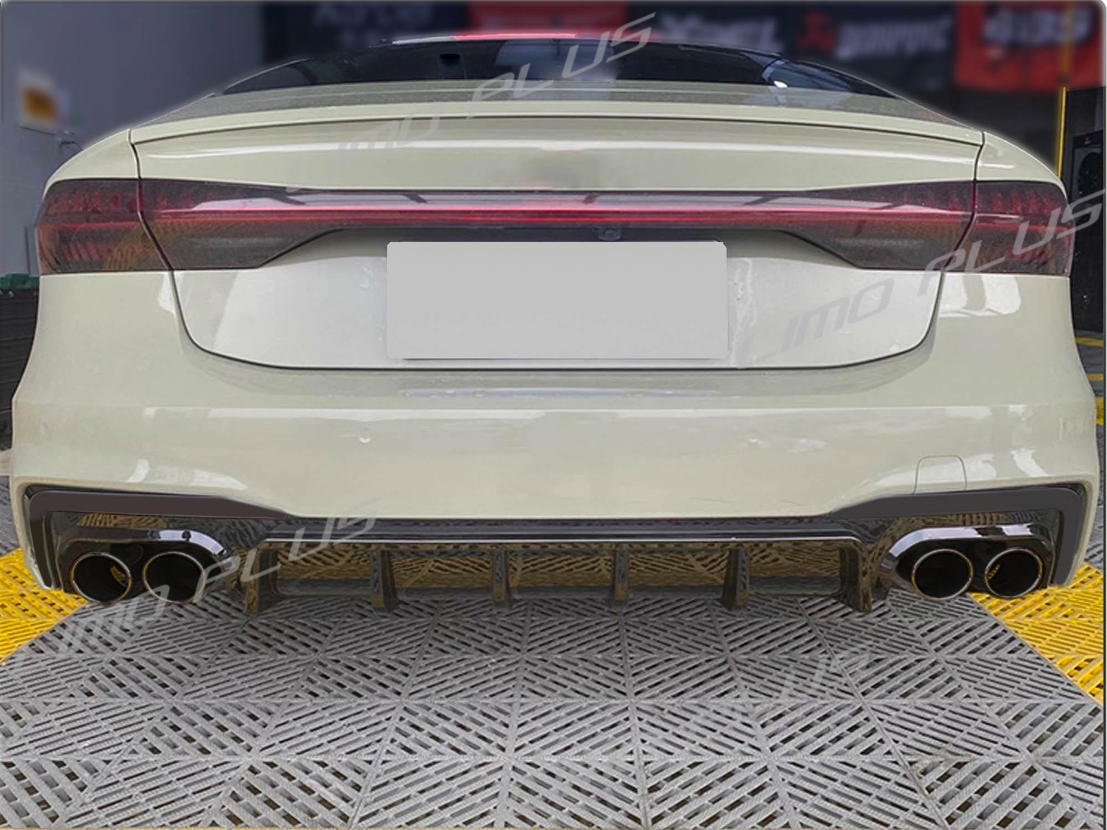 S7 Style Black Rear Diffuser Exhaust Tips for Audi A7 Sportback S Line ...