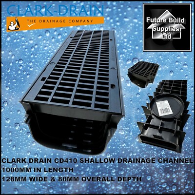 Shallow Flow Clark Drain Heavy Duty A15 PVC Channel Drainage CD410 1m ...