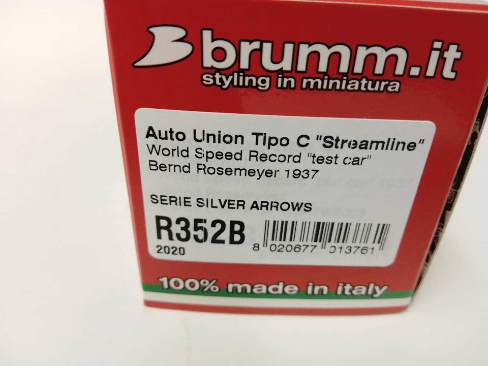 Brumm Car Union Type C Streamline Rosemeyer World Speed Test 1937 1/43 ...