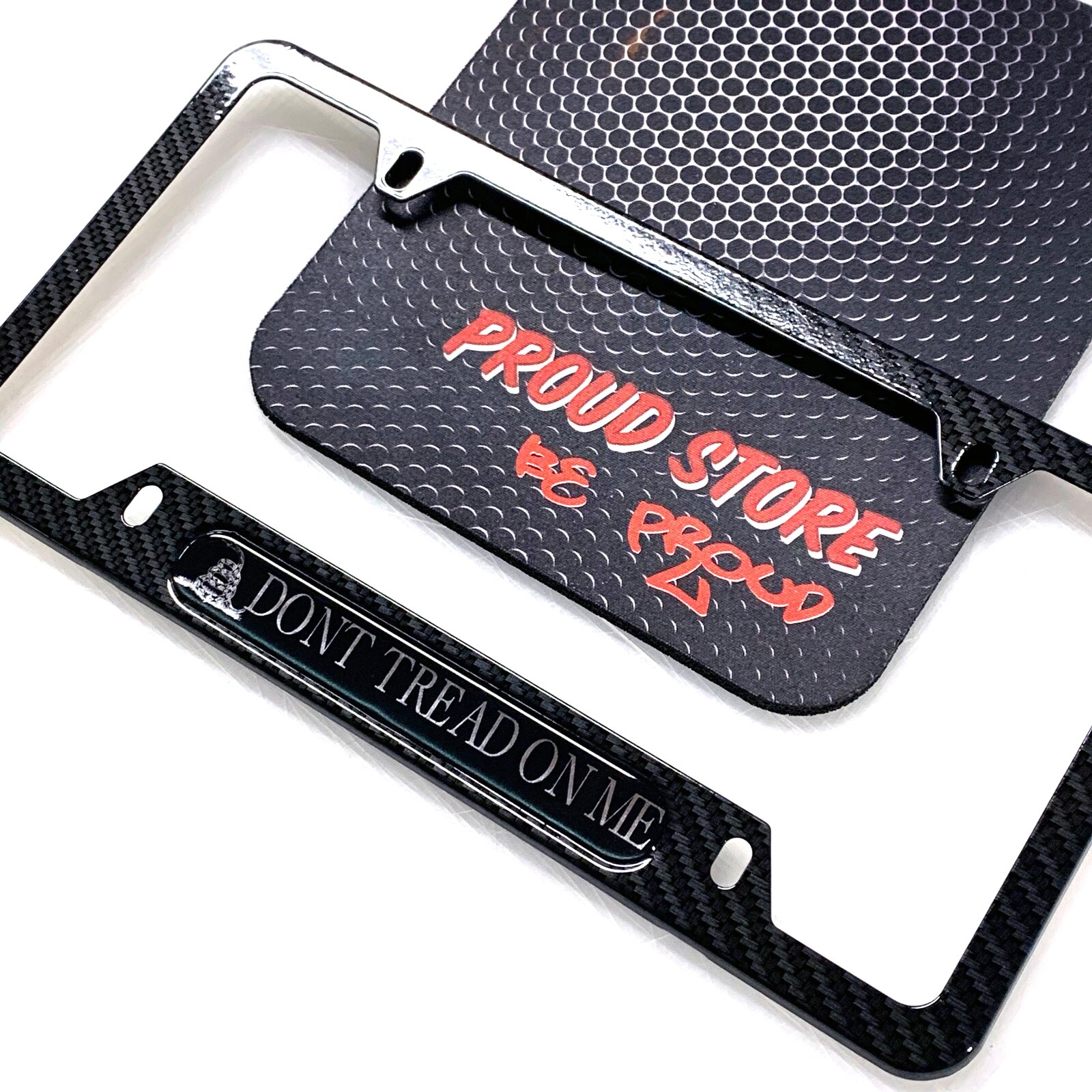 Dont Tread On Me Domed Metallic CARBON License Plate Frame -US Size ...