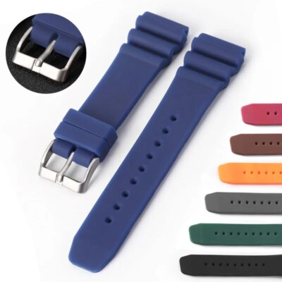 22mm Rubber Watch Strap Silicone Band for Seiko 5 Diver Diving Men ...
