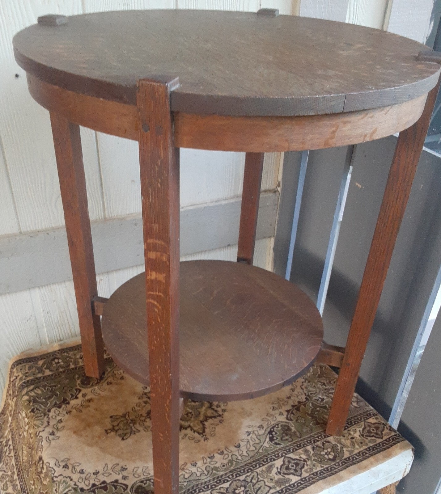 VINTAGE GUSTAV STICKLEY QUARTER SAWN OAK DOWLED ARTS&CRAFTS MISSION ...