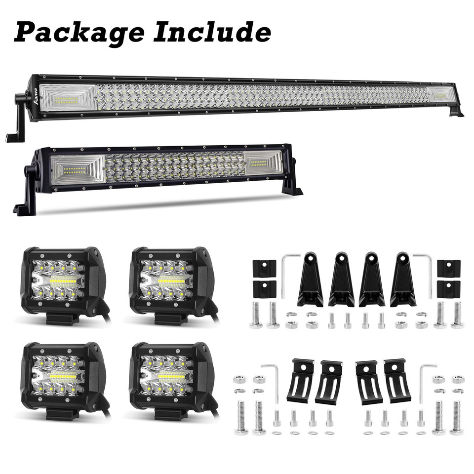 52'' inch LED Light Bar + 22'' + 4" Pods Combo Kit for Jeep Wrangler JK ...