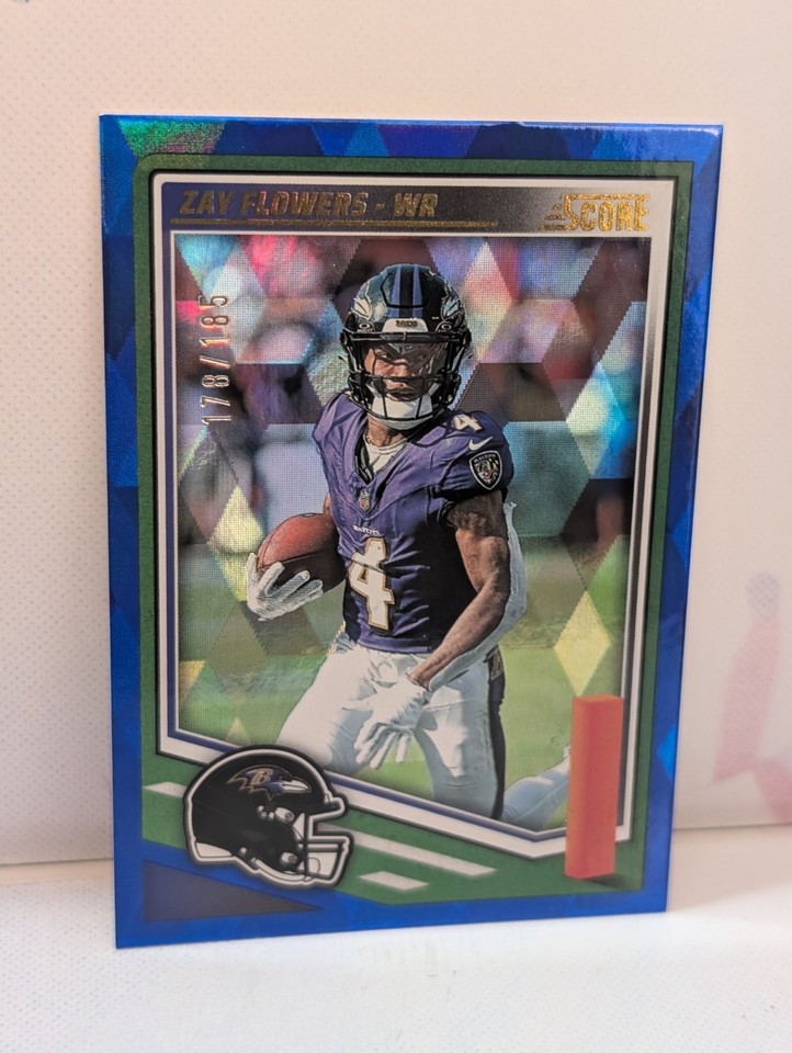 Zay Flowers (WR) 2025 Panini Score "Blue Cubic" 178/185 #267 Baltimore ...