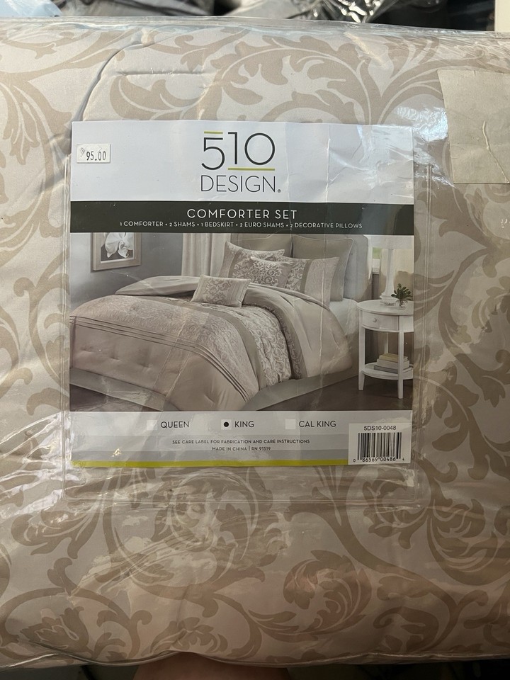 510 Design Ramsey Embroider 8 Pc Comforter Set. King, Narural ...