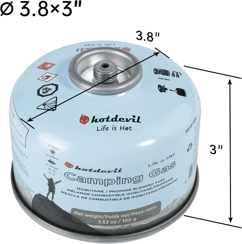 BlueFire Isobutane Fuel Canister Butane Propane Blend Fuel 100 Gram ...