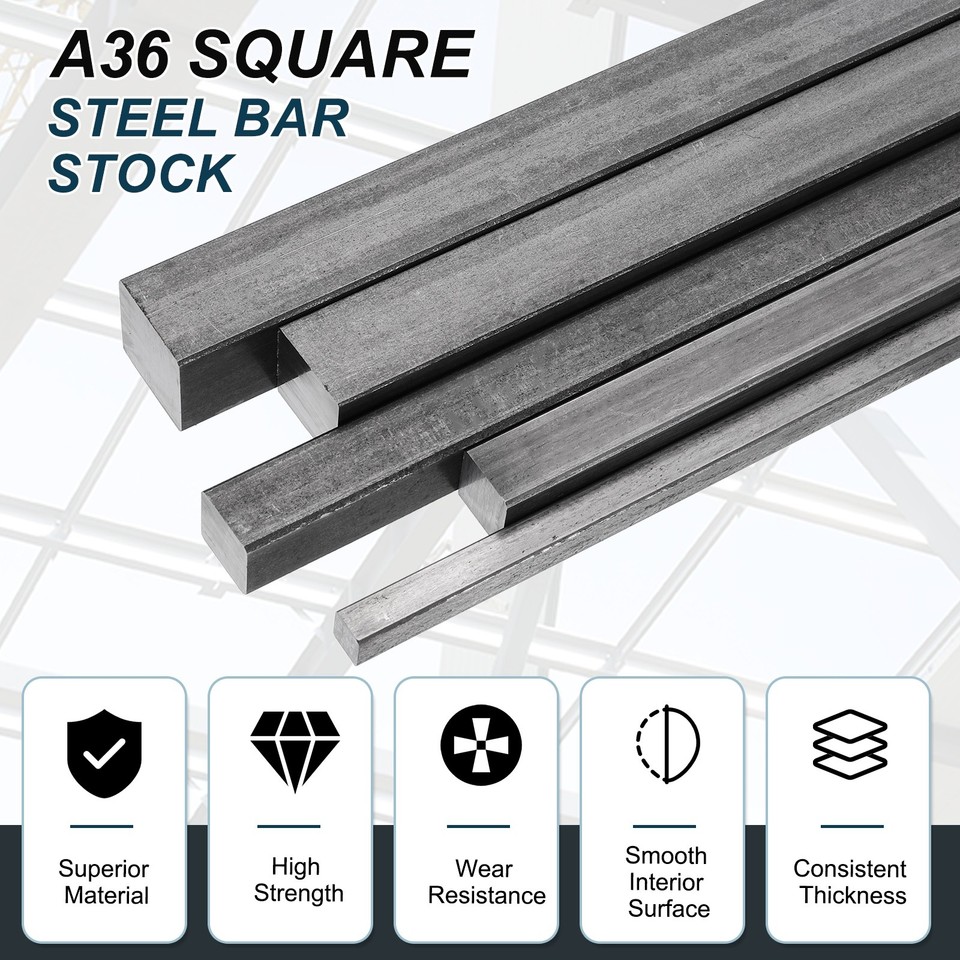 2Pcs Square Steel Bar Stock, 51/64"x51/64"x12" (20mmx20mmx305mm) A36 ...
