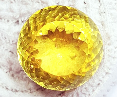 YELLOW Topaz Round Shape Loose Gemstone 87.20 Ct CERTIFIED With Free ...