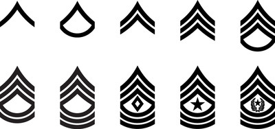 Set of 2 US Army Ranks Vinyl Sticker Decals E-2 Private through E-9 ...