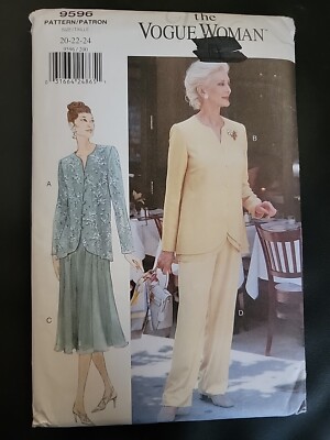 Vogue 9596 SEWING PATTERN size 20-24 formal Top Skirt Pants | eBay