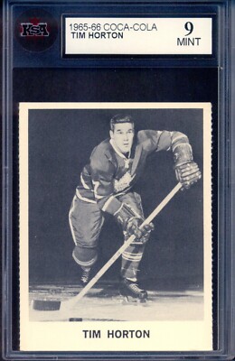 1965-66 Coke COCA-COLA NHL Players Tim Horton HOF KSA 9 MINT Toronto ...