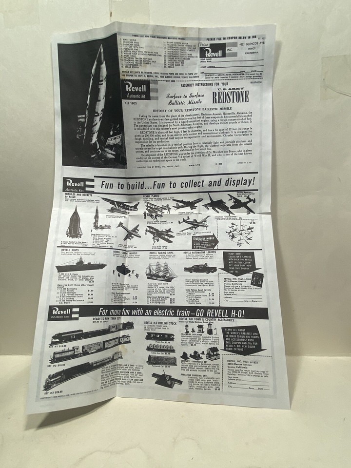 REVELL “US ARMY REDSTONE ROCKET” MODEL KIT | eBay