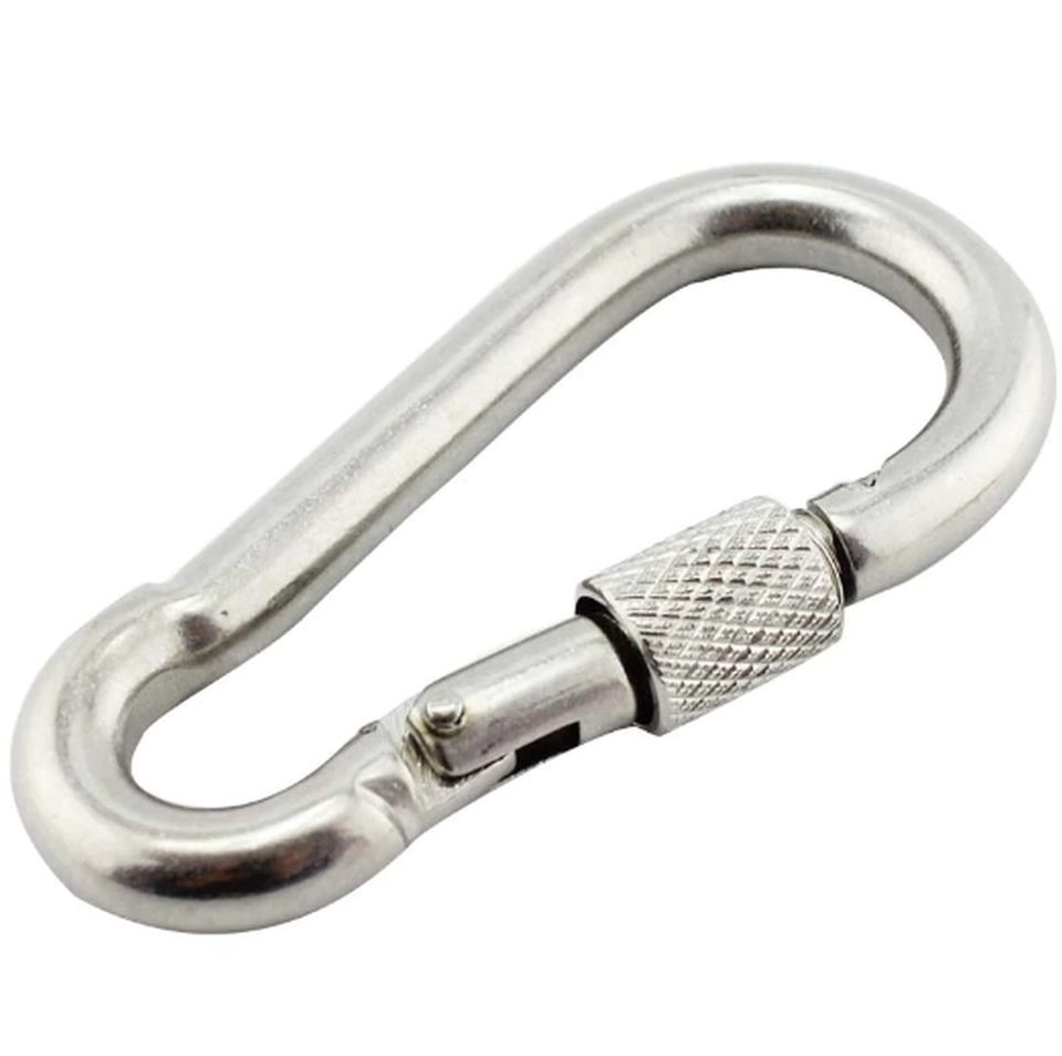 Small SCREW LOCK Carabiner Clip 5mm x 50mm, key ring heavy duty SNAP ...