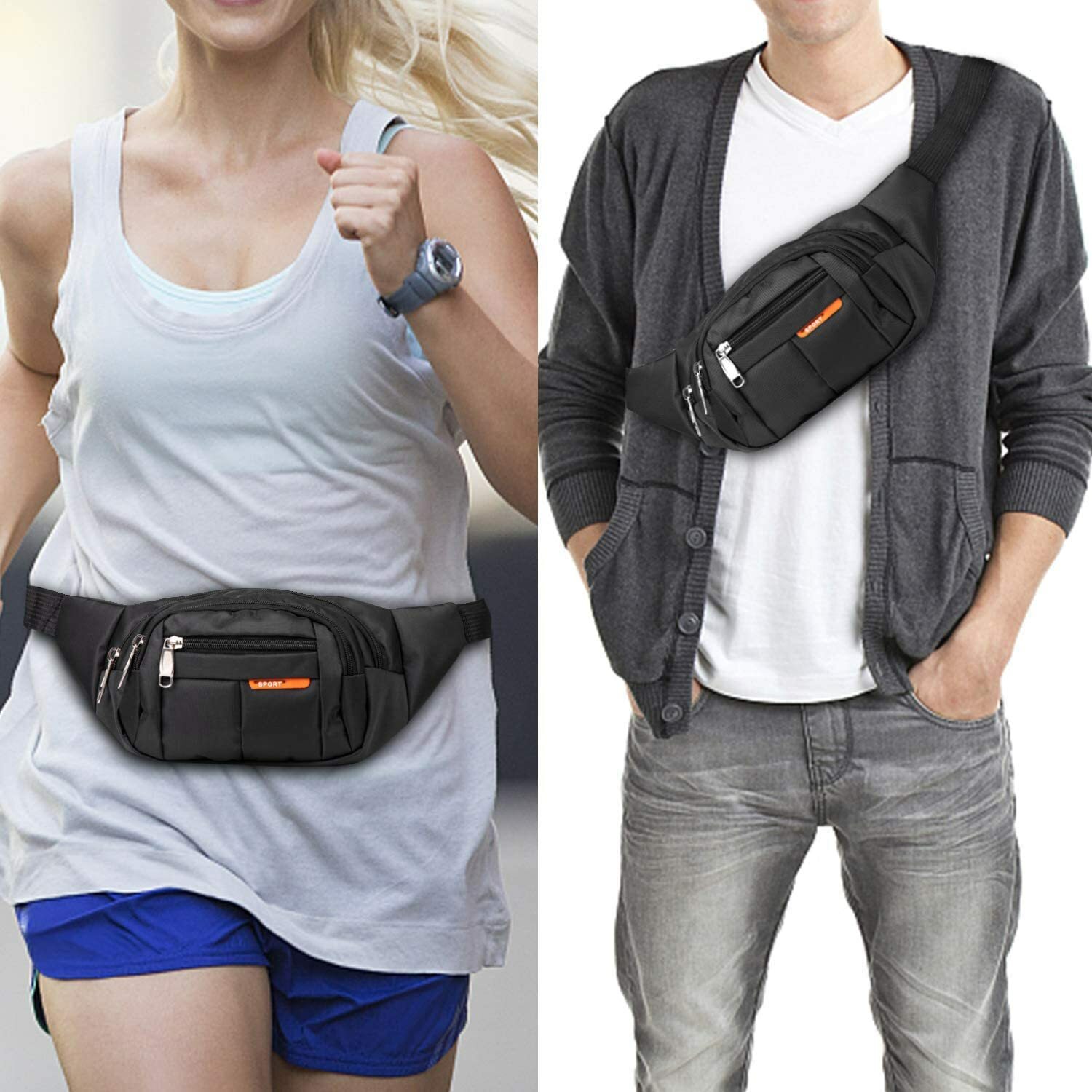 Waterproof Sport Waist Belt Bum Pouch Fanny Pack Camping Running Hiking ...