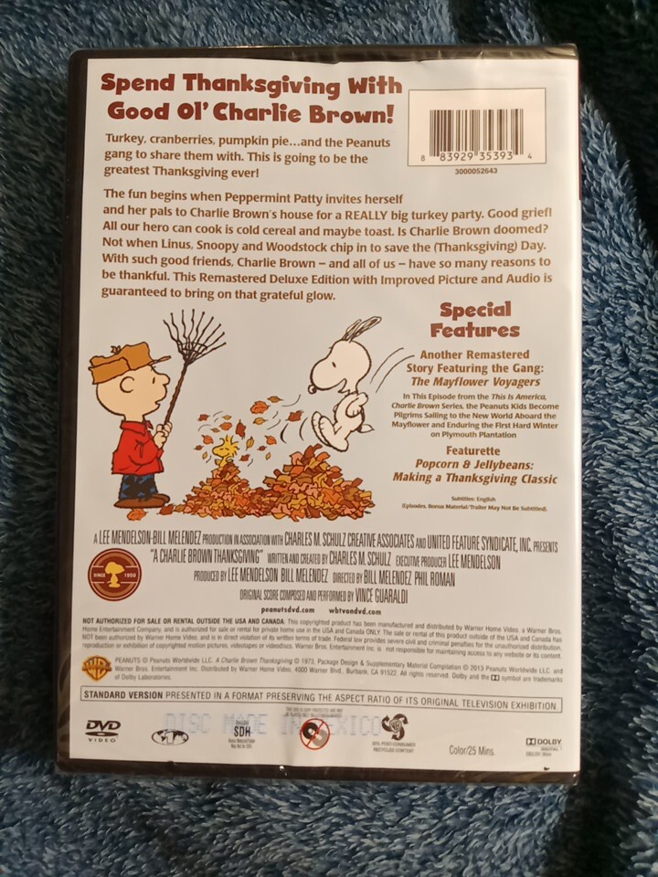 Peanuts Charlie Brown Thanksgiving Dvd 40Th Anniversary Deluxe Edition ...