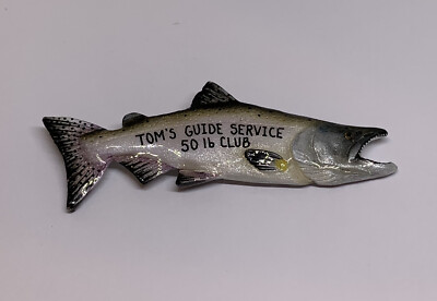 GG Harris Salmon Trout Tom Guide Service 50 Lb Club Painted Pewter Pin ...