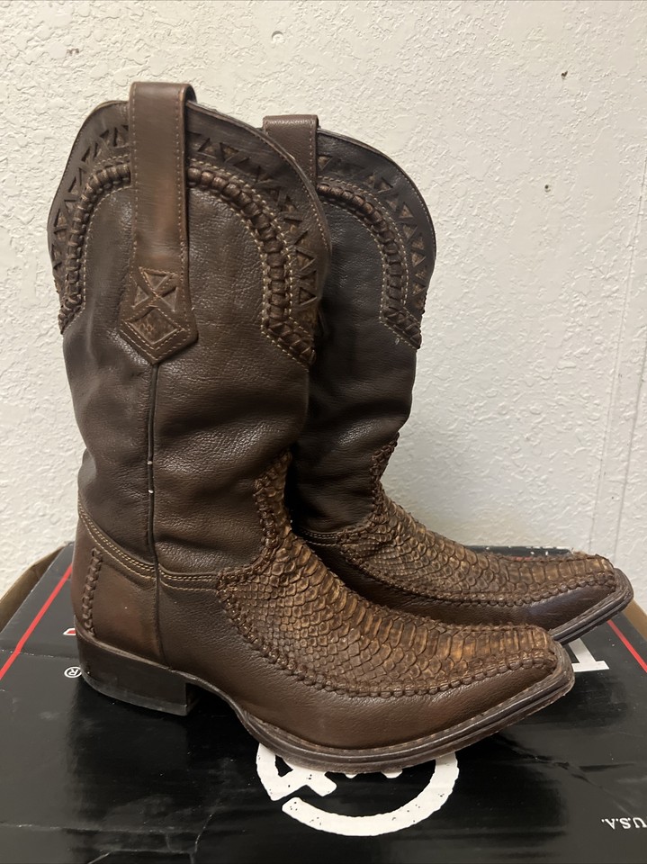 Python Cowboy Western Boots - Handmade Authentic Cuadra Boots Brown Us ...