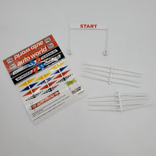 1 Pack- Auto World FLAG SET (Poles & Stickers) + Ho Slot Car START ...
