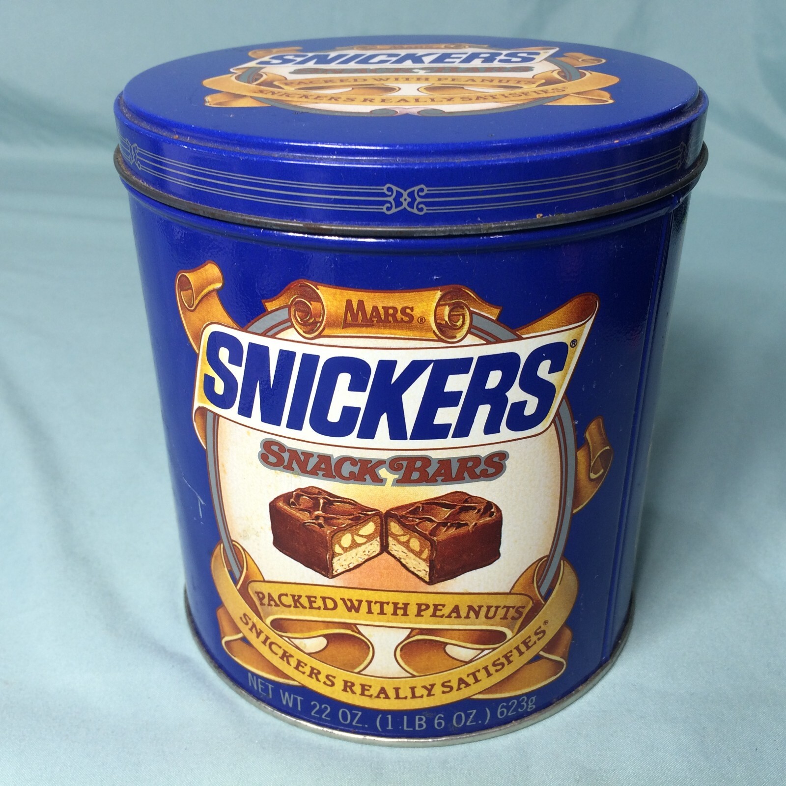 Vintage Snickers Snack Bars Mars Metal 1984 Tin Can Canisters Lid 6 ...