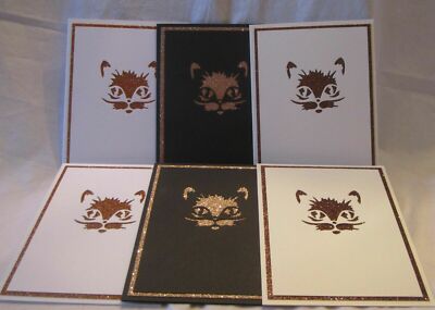 Handmade Card DIE CUT CAT FACE 3 Colors Blank Any Occasion 2 of each ...