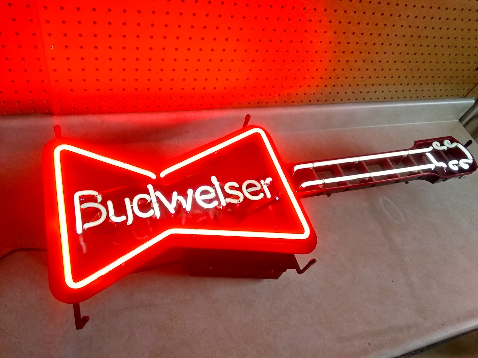 Vintage 1988 Budweiser Guitar Neon Sign, Man Cave, Shop, Bar, Made In ...