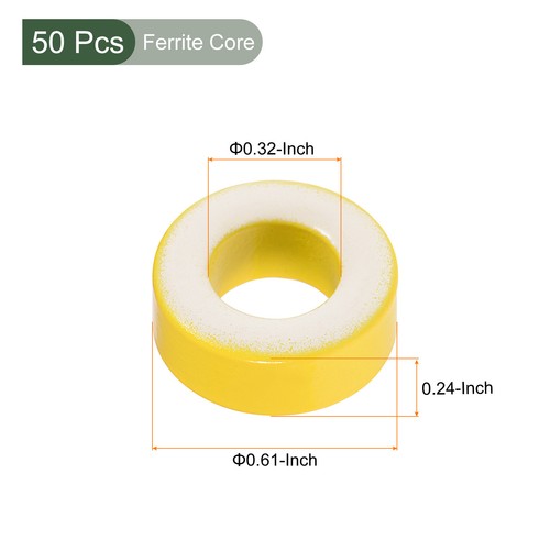 50Pcs Toroid Core,Ferrite Chokes Ring (Yellow White,38.8x21.3x11.2mm ...