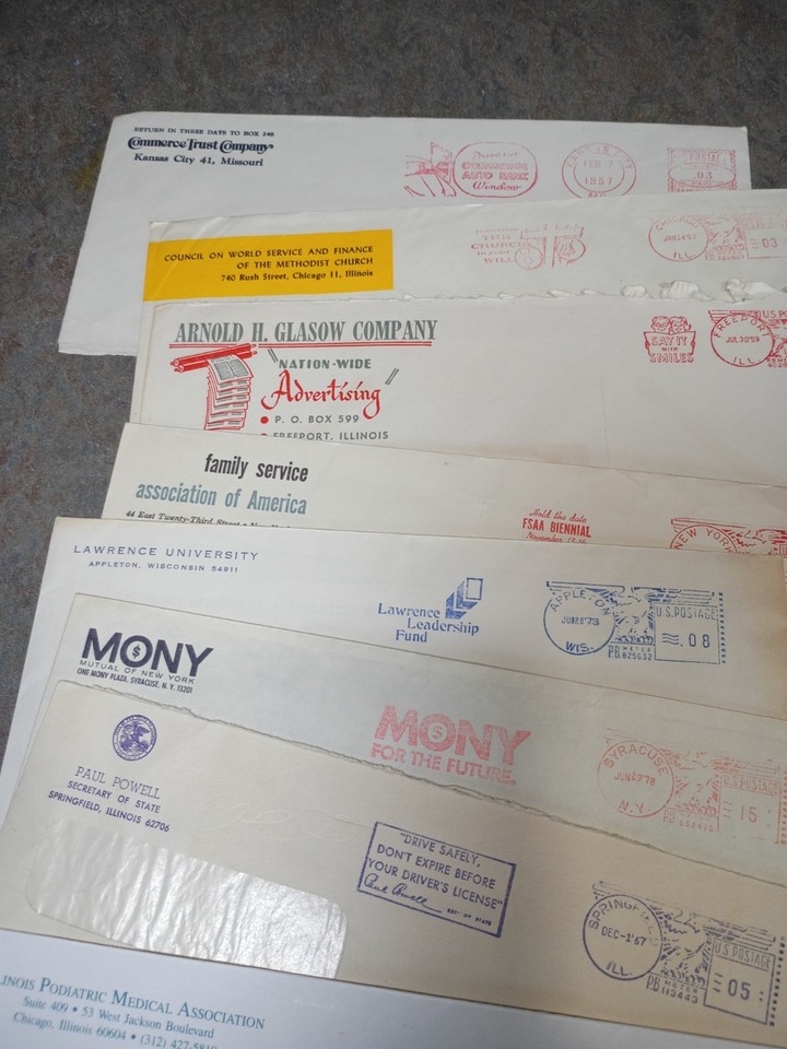 Meter Slogan postage meter stamp 48pc lot 1940's-1960's advertising ...