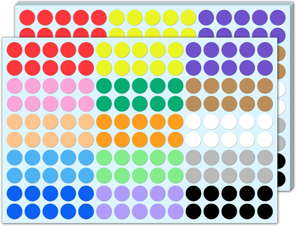 6000 Pieces, 1/2 Inch - Colored Dot Stickers, round Circle Sticker Dots ...