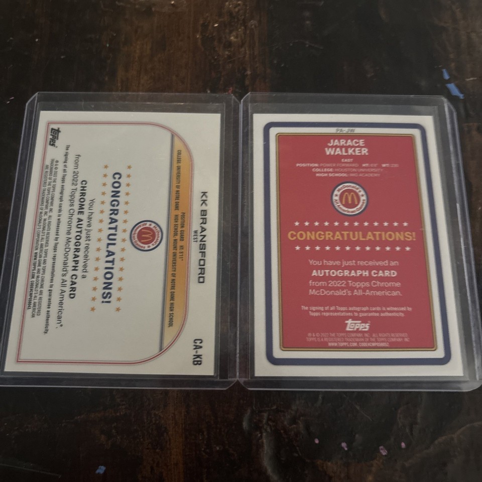 Signed Kk Bransford CAKB Jeris Walker Signed PaJW 2022 Mcdonald’s All Ameri | eBay