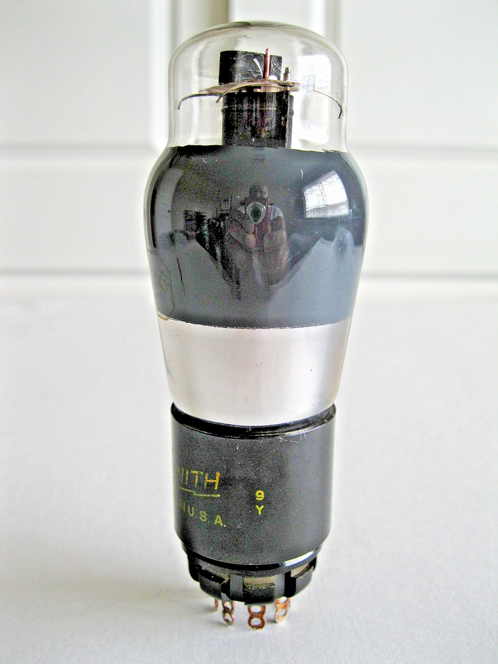 VINTAGE ZENITH 6V6G/6V6 AUDIO VACUUM TUBE SMOKED GLASS CLEAR TOP TV-7 ...