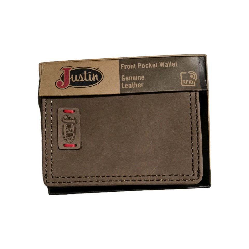 Justin Front Pocket Wallet Genuine Leather RFID New in Box Western ...