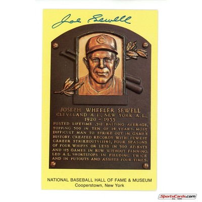 Joe Sewell Signed Auto Hall of Fame Postcard Plaque JSA | eBay