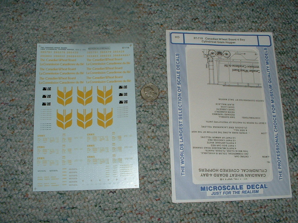 Microscale decals HO 87-718 Canadian Wheat Board 4 bay cylind. grain ...