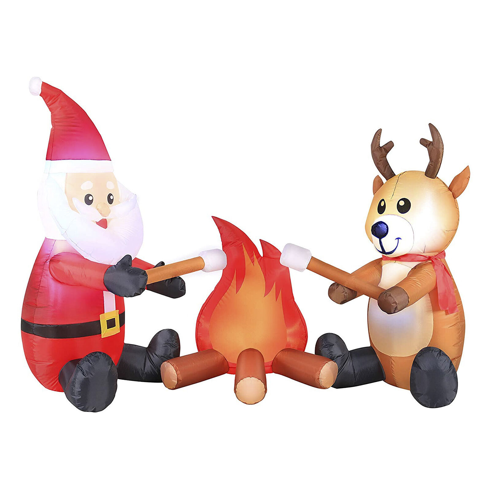 Occasions 6 ft Inflatable Campfire Santa and Reindeer - Multicolored ...