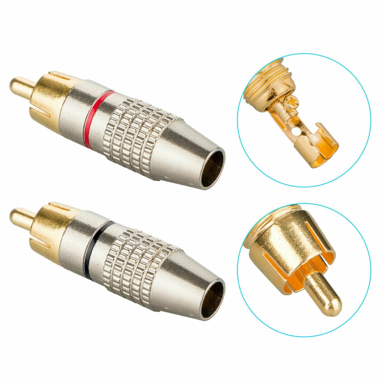 RCA Male Plug Solder Adapter Connector 20pcs (10 Pair) Environmentally ...