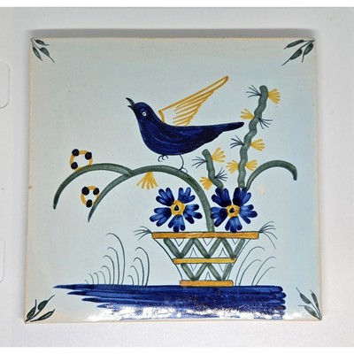 Vintage Geo Martel Tile w/ Blue Bird, Made in Desvres, France | eBay