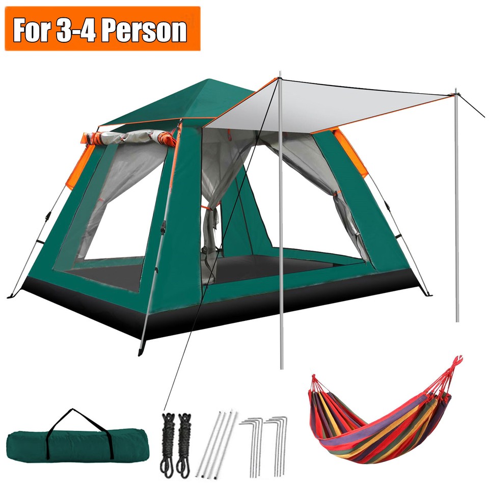 3-4 Person Automatic Camping Tent Hiking Instant Canopy Pop Up Tents ...
