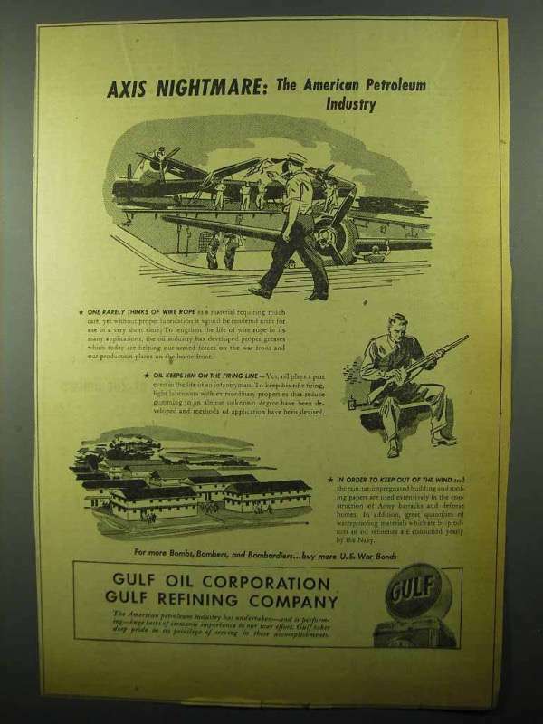 1943 Gulf Oil Ad - Axis Nightmare Petroleum Industry | eBay