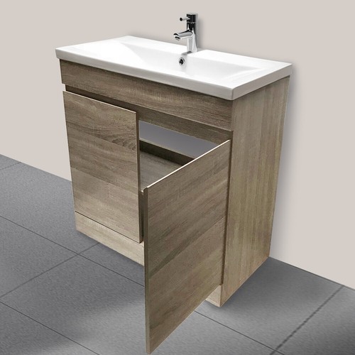 800mm Grey Oak Effect Bathroom Vanity Unit Basin Storage Cabinet ...
