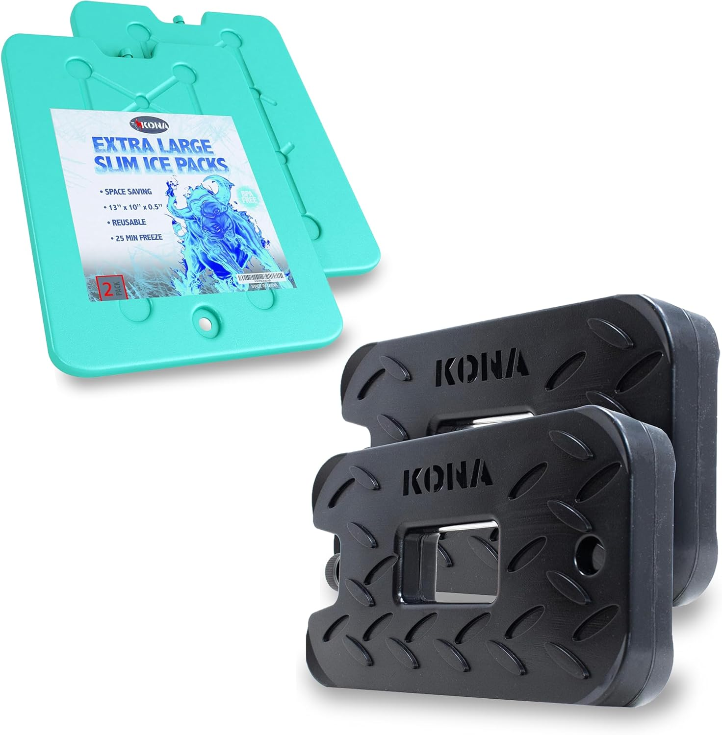 Ice Pack Bundle - Extra Large Slim Ice Packs (Set of 2) & Small Black 2 ...