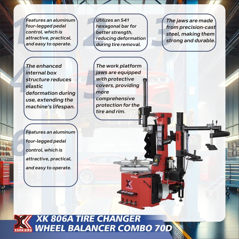 XK 806A 70D Tire Changer Wheel Balancer Machine Combo Rim Clamp 14-28 ...