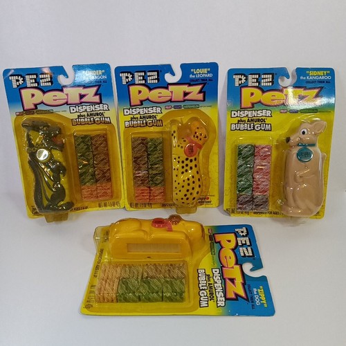 4 New Vintage 1998 Pez Petz Bubble Gum Dispensers Dragon Leopard ...
